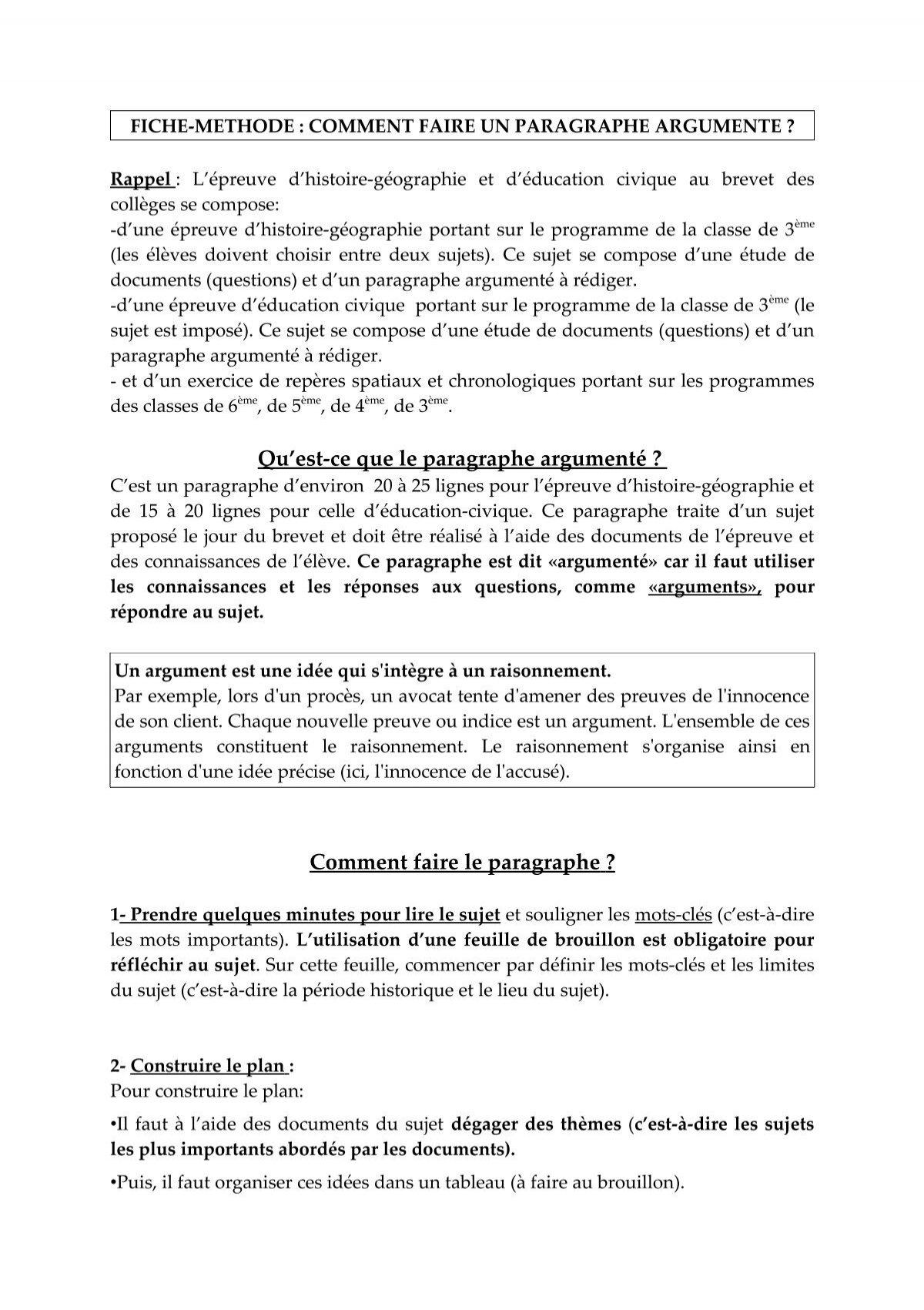 Comment faire un paragraphe argumenté - On Fait Comment